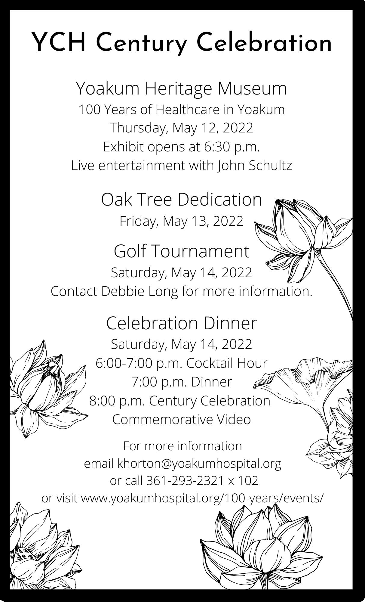 YCH 100-year celebration May 12-14 | Lavaca County Today